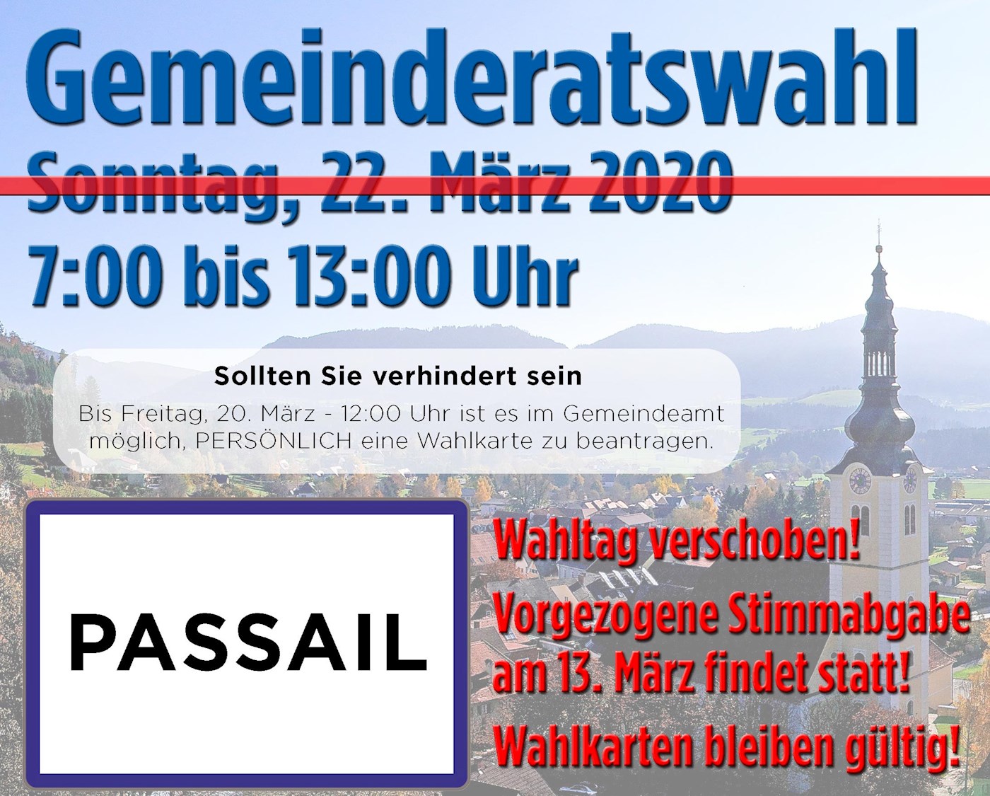 Wahlsonntag verschoben! – Marktgemeinde Passail