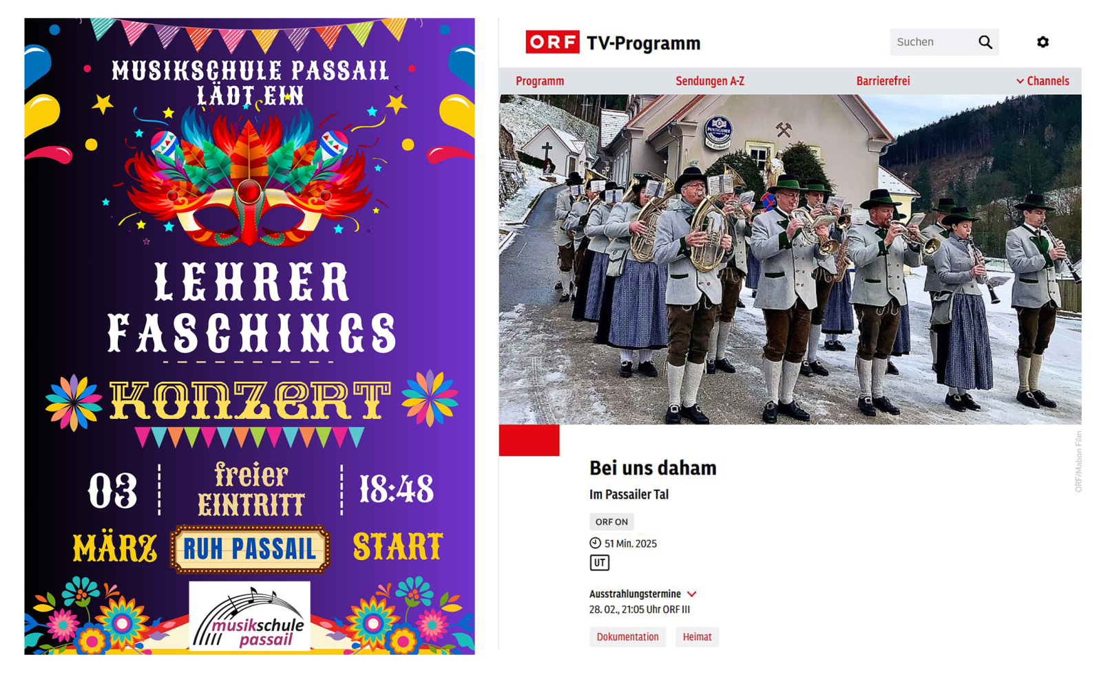 Vorankündigung: Faschingskonzert & TV-Übertragung – Marktgemeinde Passail